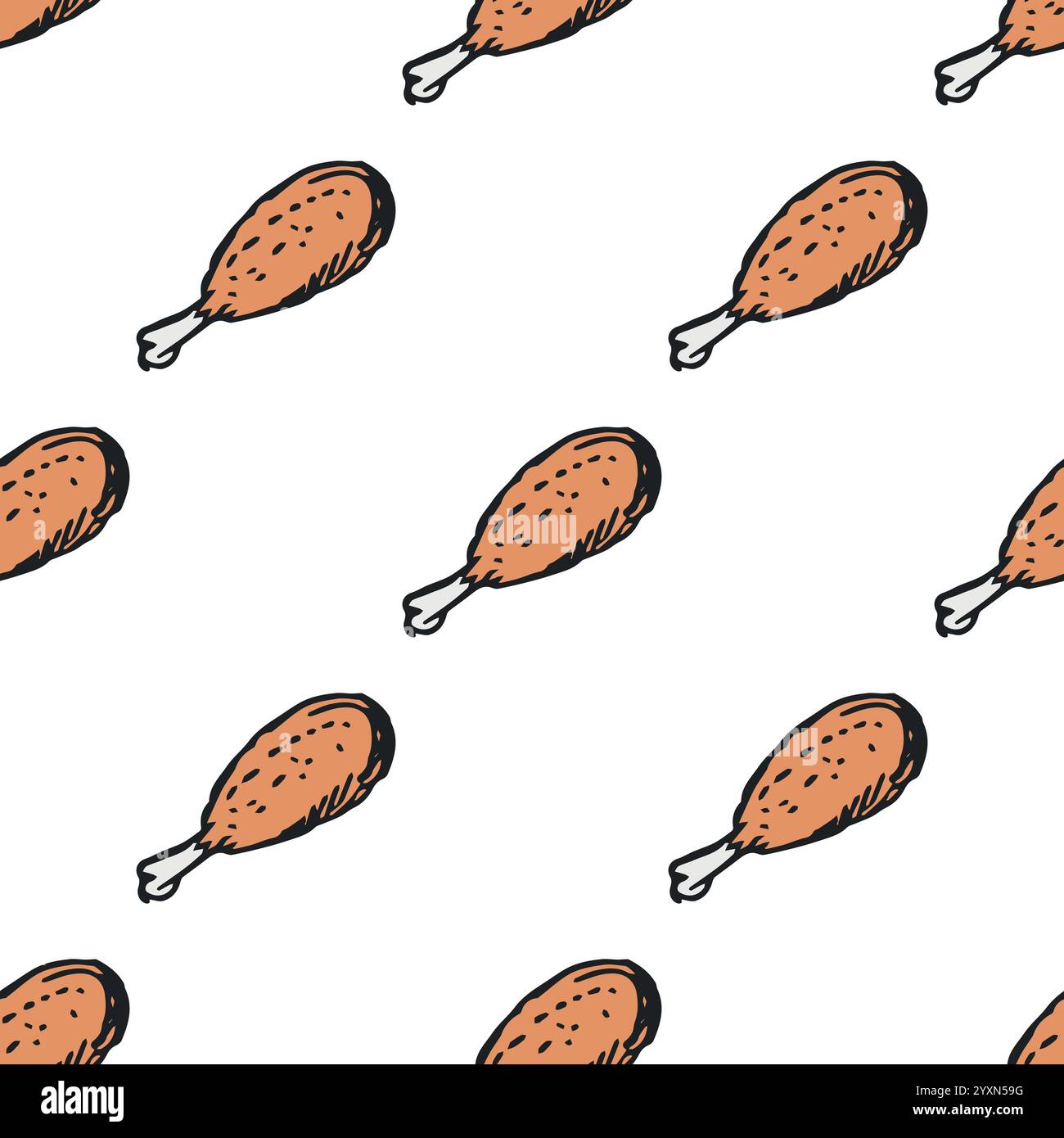 Seamless pattern with chicken legs. meat background. Doodle chicken ...