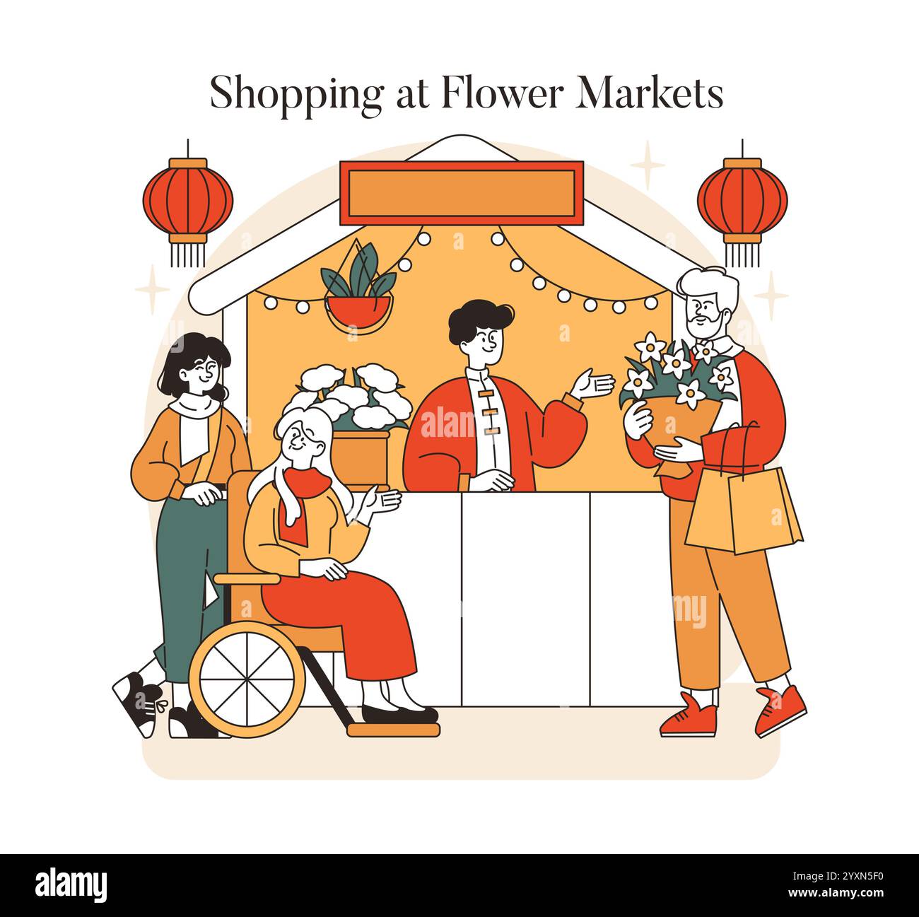 Asian community market Stock Vector Images - Alamy