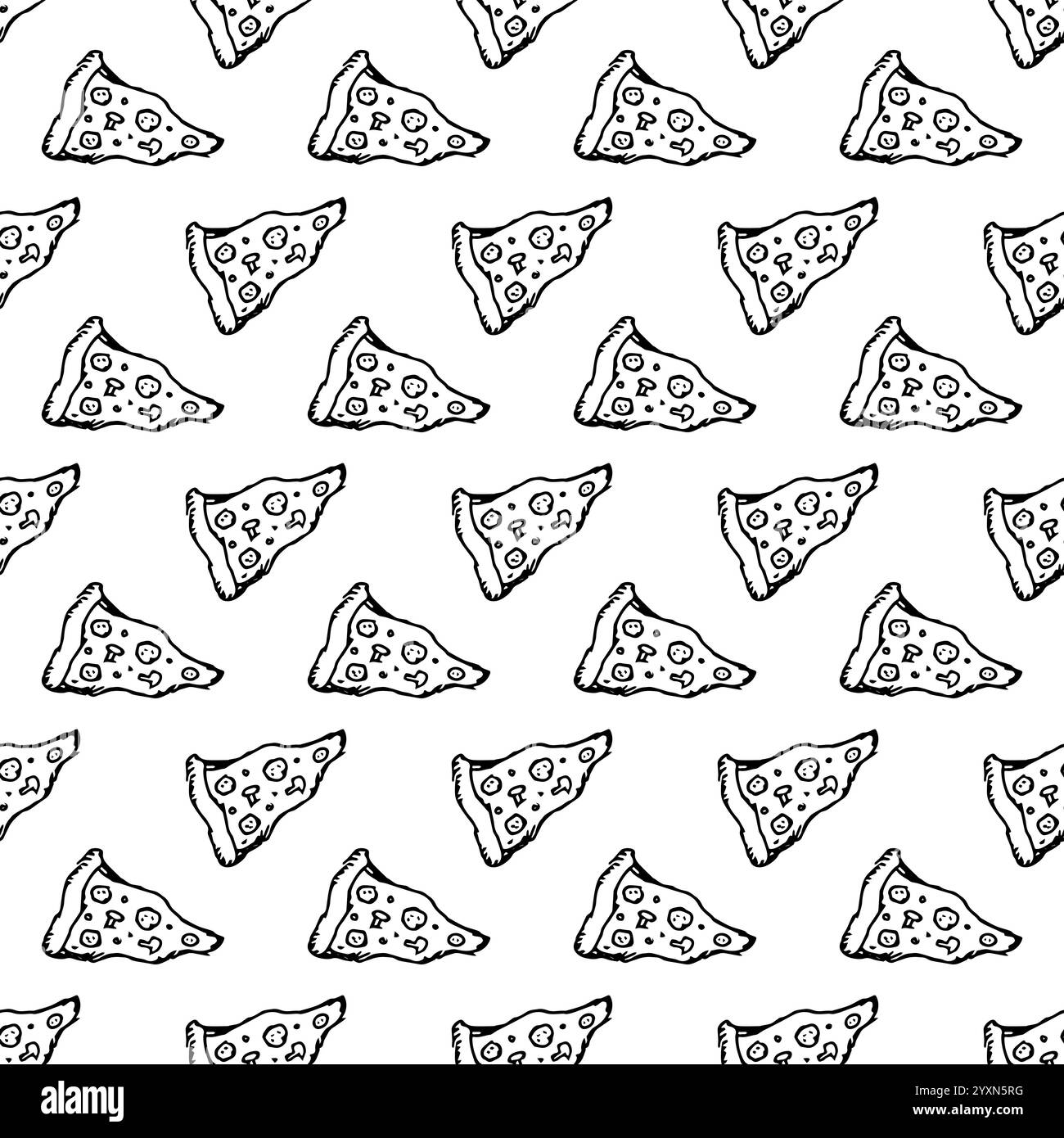 Seamless pizza pattern. Doodle pizza background. Hand drawn ...