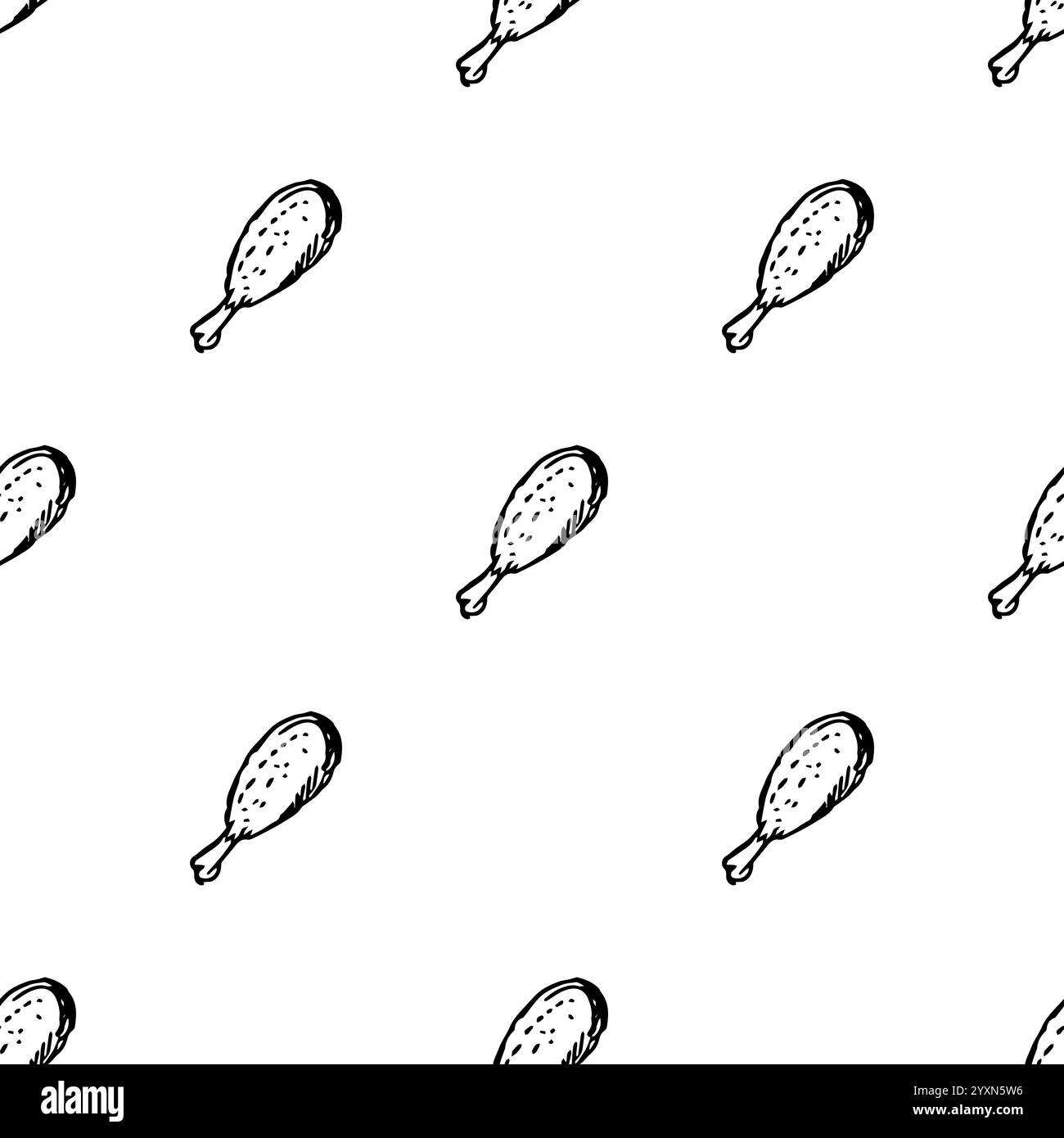Seamless pattern with chicken legs. meat background. Doodle chicken ...
