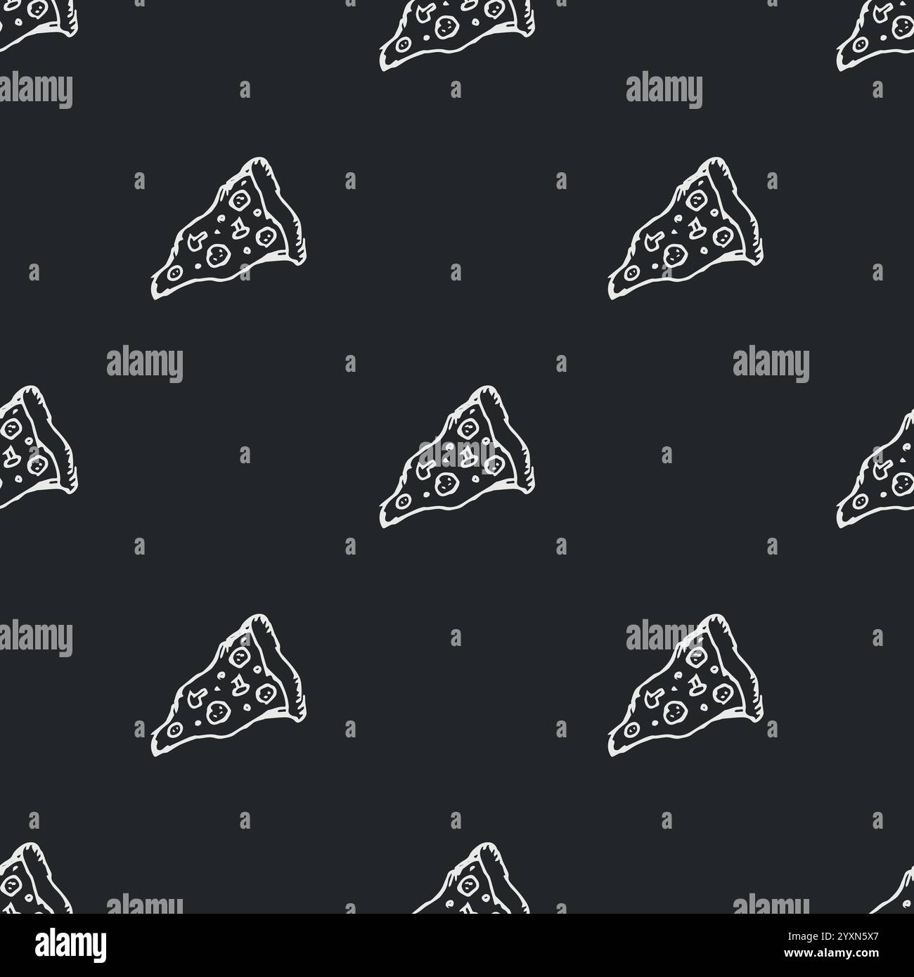 Seamless pizza pattern. Doodle pizza background. Hand drawn ...