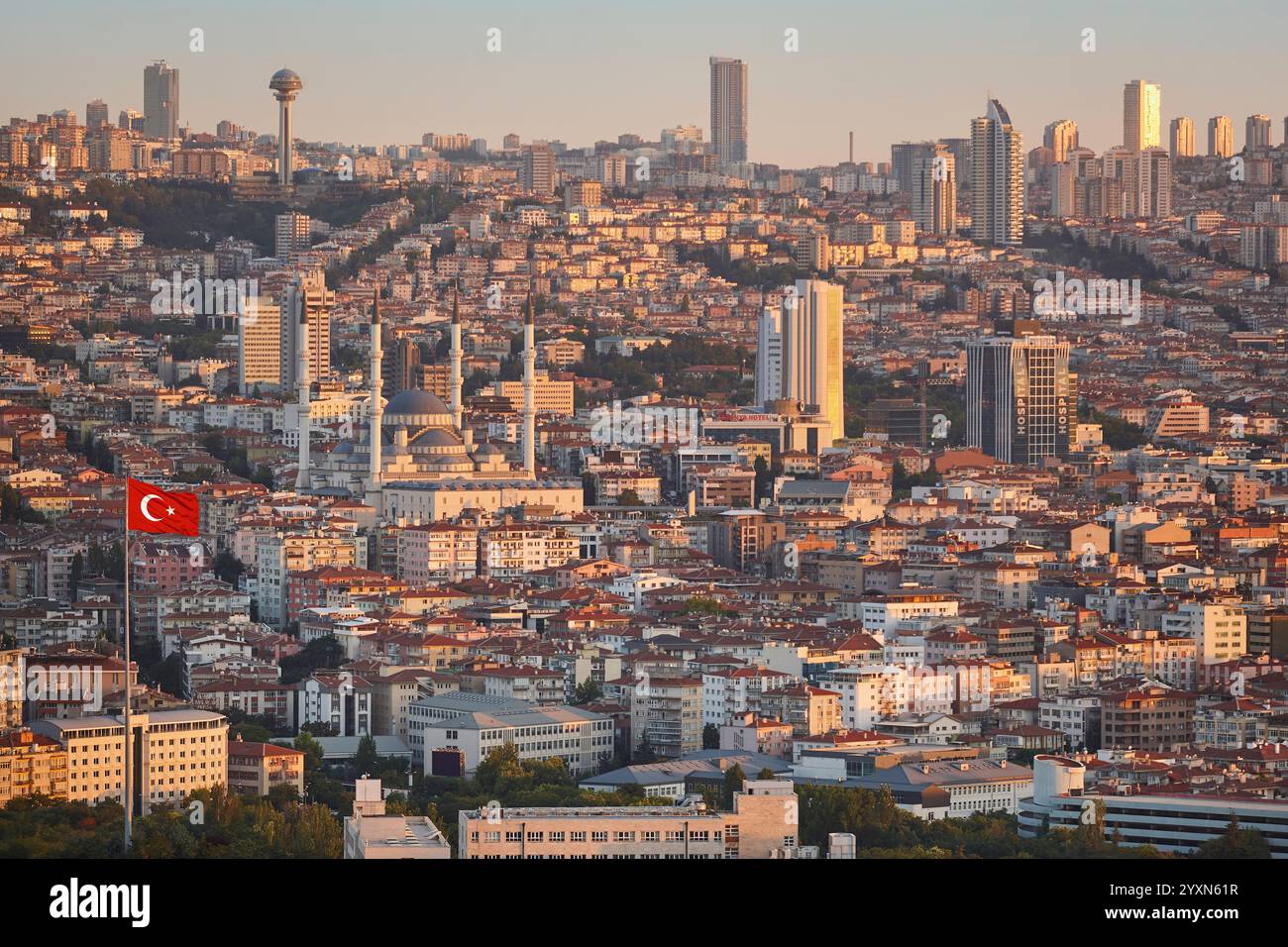 Ankara skyline at sunset. Turkish capital cityscape. Turkey landmark ...