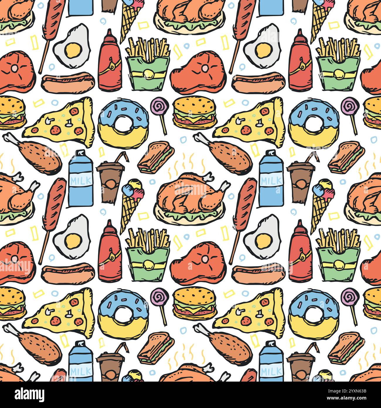 Ice cream french fries steak Stock Vector Images - Alamy