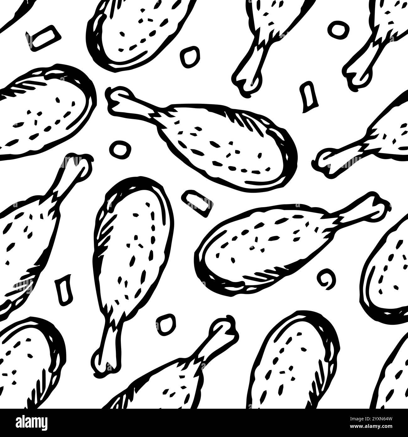 Seamless pattern with chicken legs. meat background. Doodle chicken ...