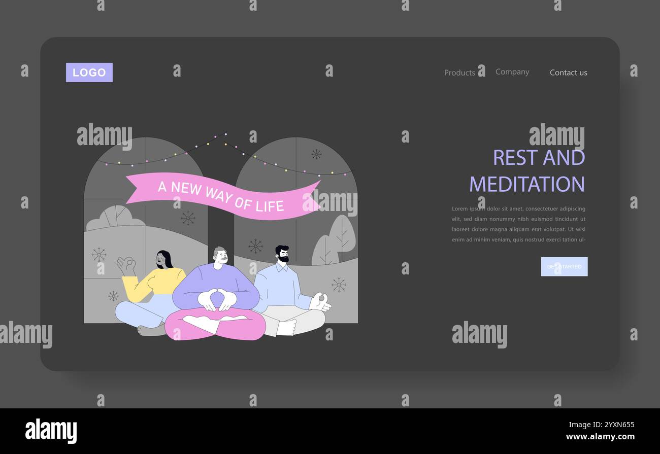 Meditation lifestyle concept. Three people practice mindfulness meditation in a serene space ...