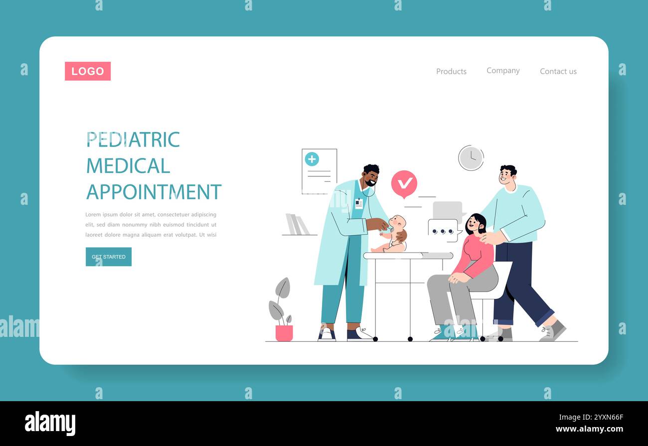 Pediatric medical appointment concept. Illustration with a doctor ...