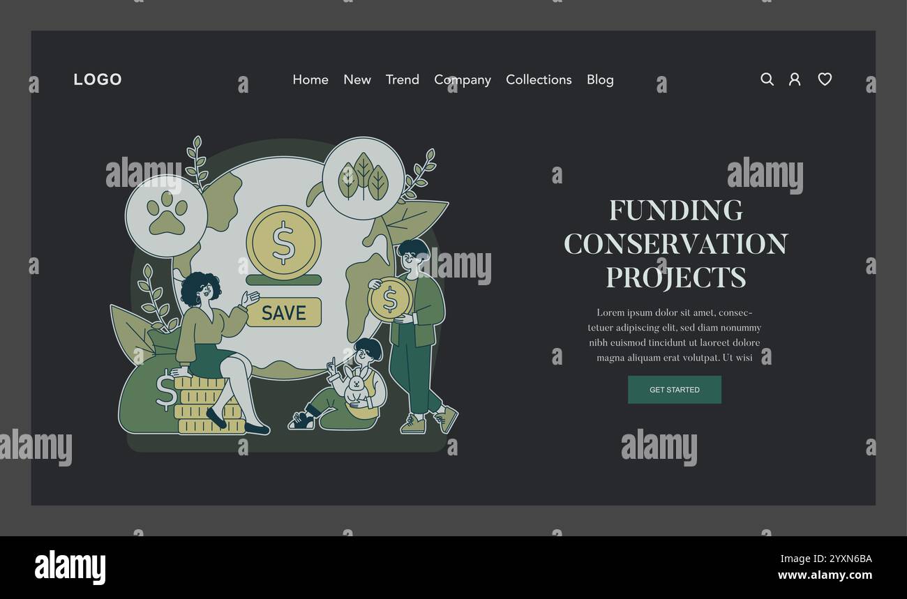 Ecosystem Conservation concept. Illustration of people funding ...