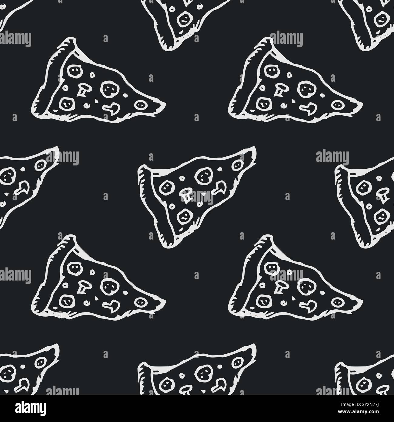 Seamless pizza pattern. Doodle pizza background. Hand drawn ...