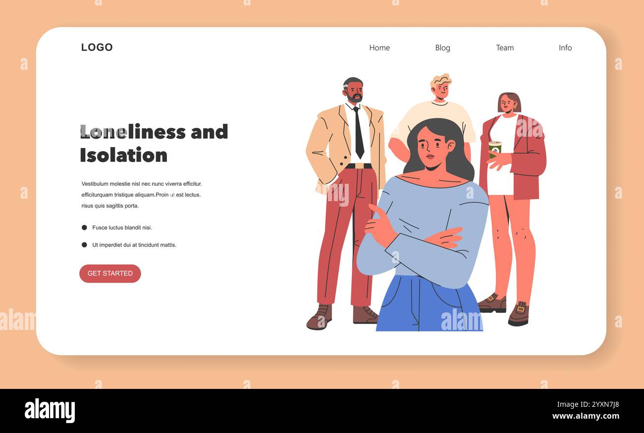 Loneliness and Isolation concept. A woman feels alienated amidst people ...