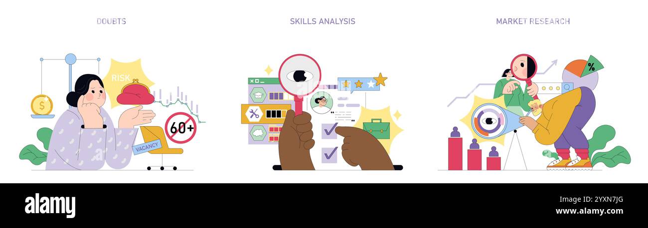 Career Change set. Contemplating risks, self-assessment, and market ...