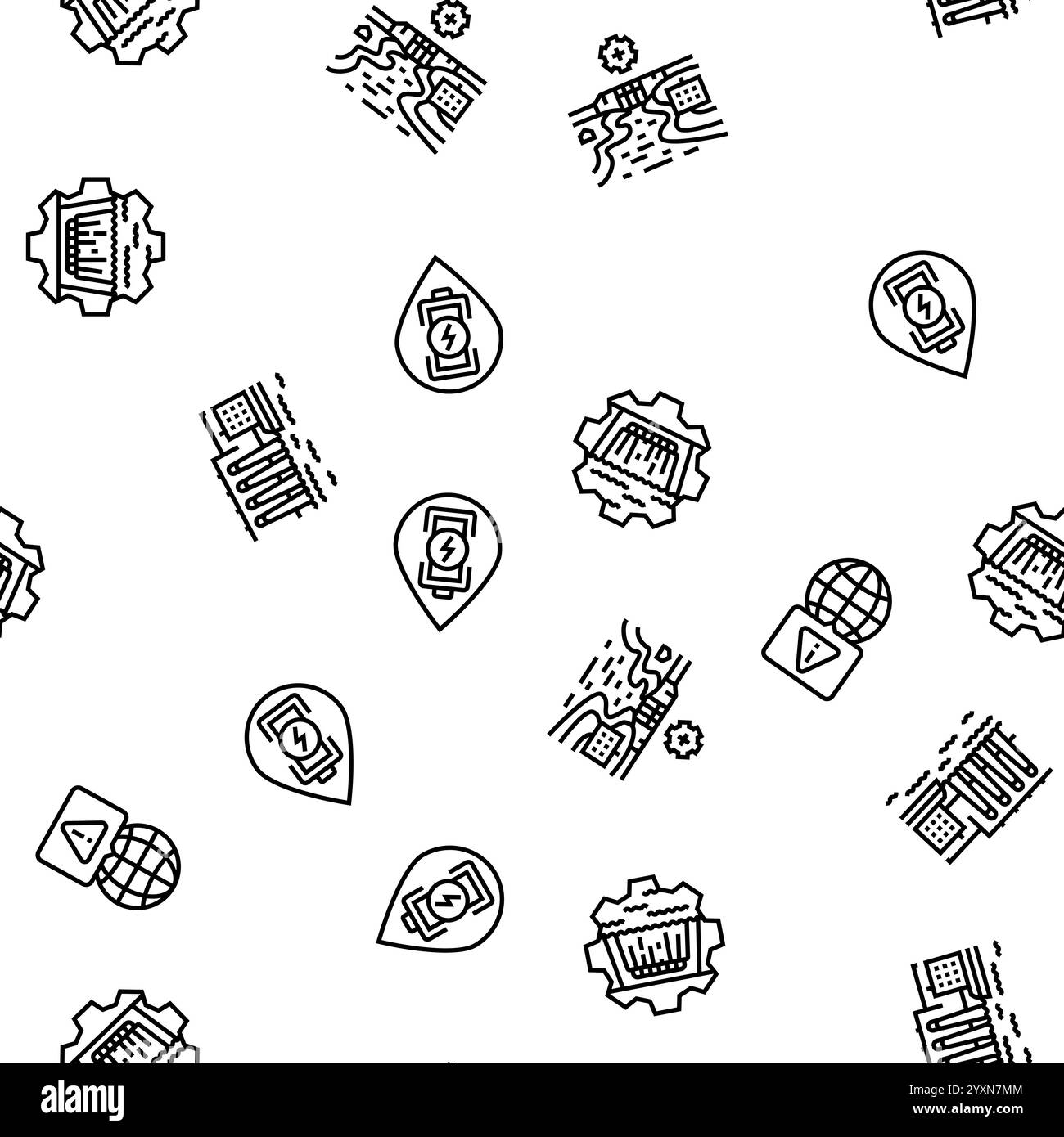 hydroelectric power plant energy seamless pattern vector Stock Vector ...