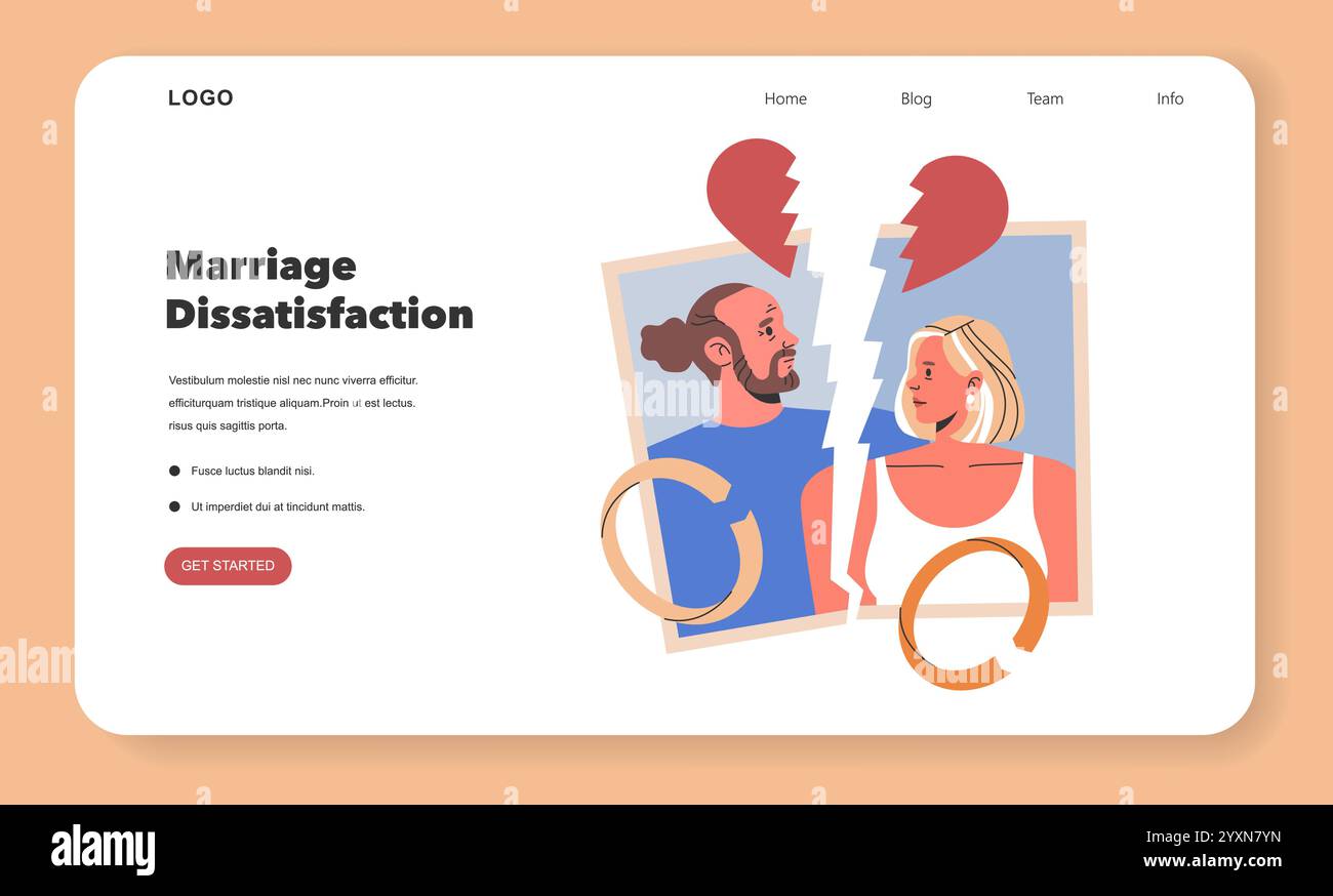 Marriage Dissatisfaction concept. Illustration of a couple with a ...