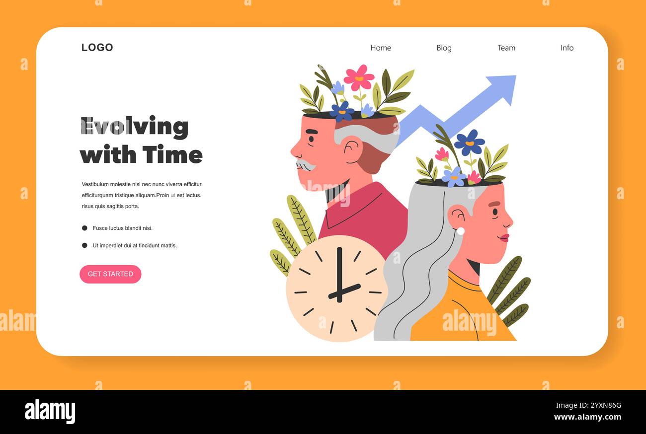 Perennial People concept. Illustration of generational growth with ...