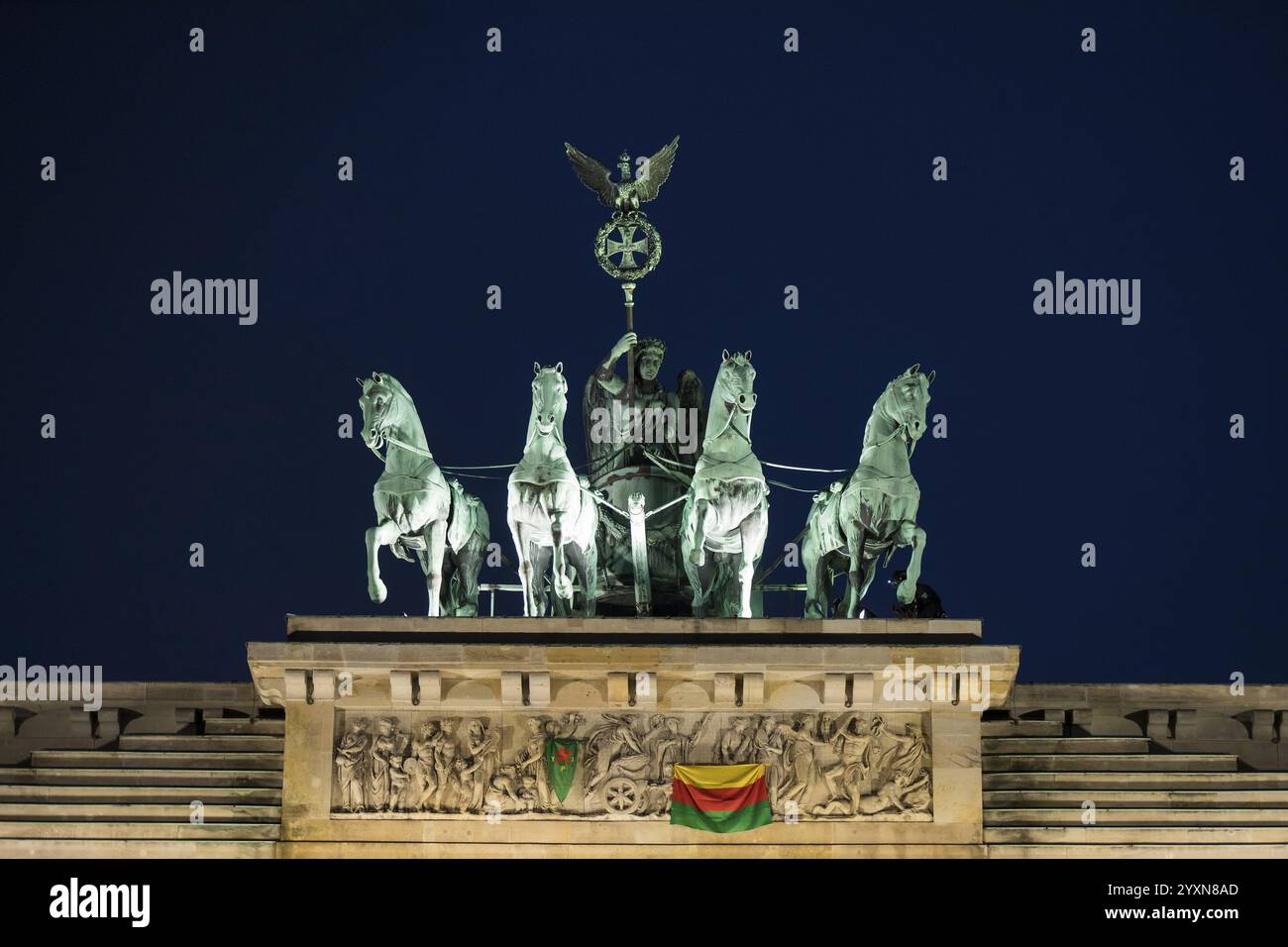 A banner For Democracy in Syria / Defend Rojava hangs at the ...