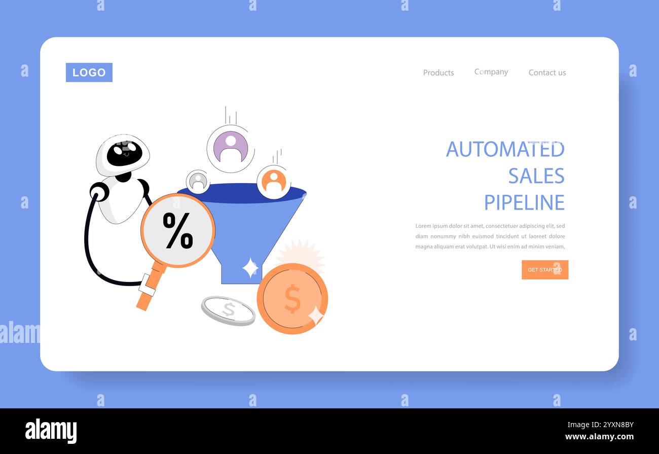Business Process Automation concept. A robot optimizing a sales funnel ... Business Process Automation concept. A robot optimizing a sales funnel ...