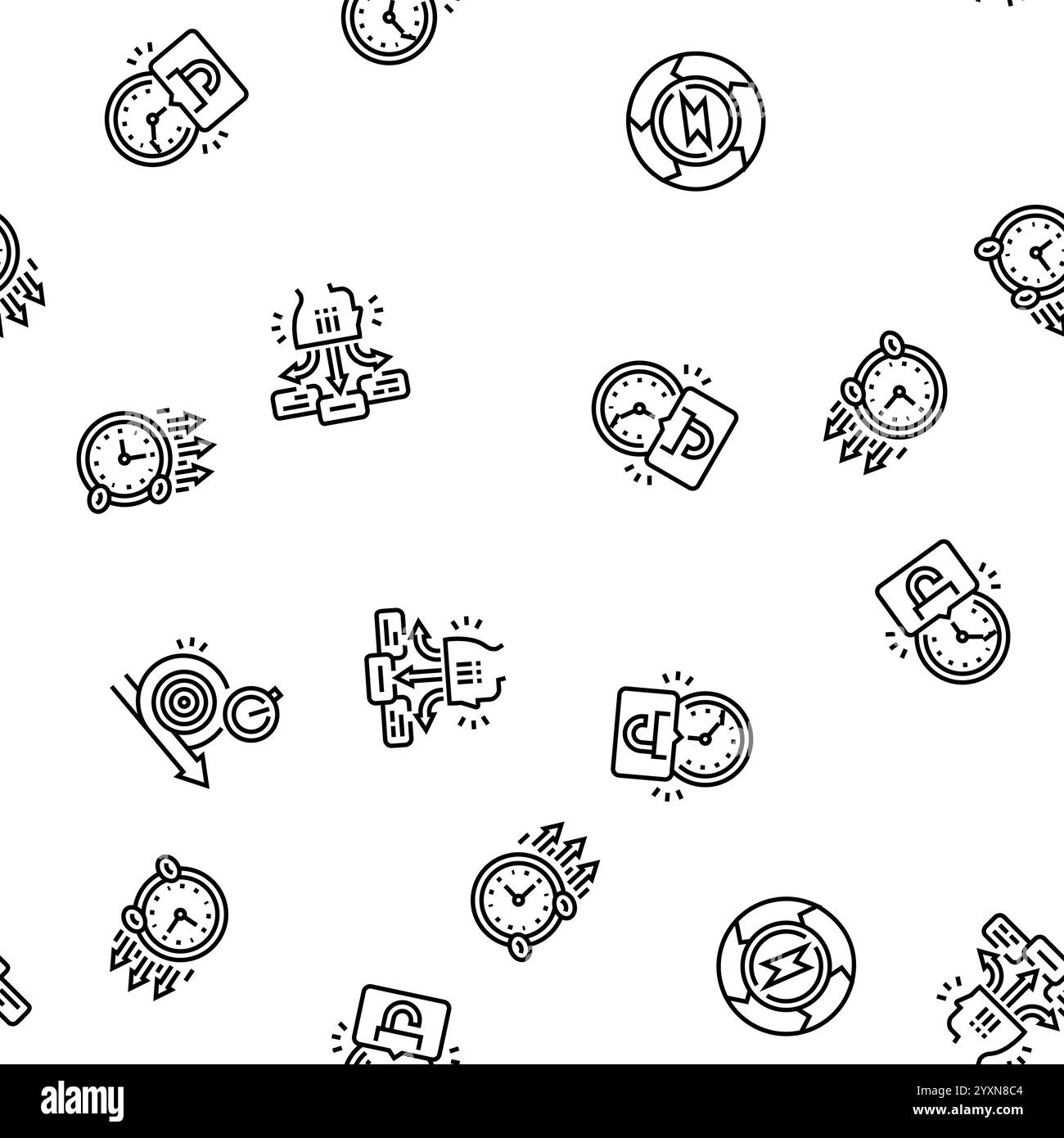 time management clock work seamless pattern vector Stock Vector Image ...