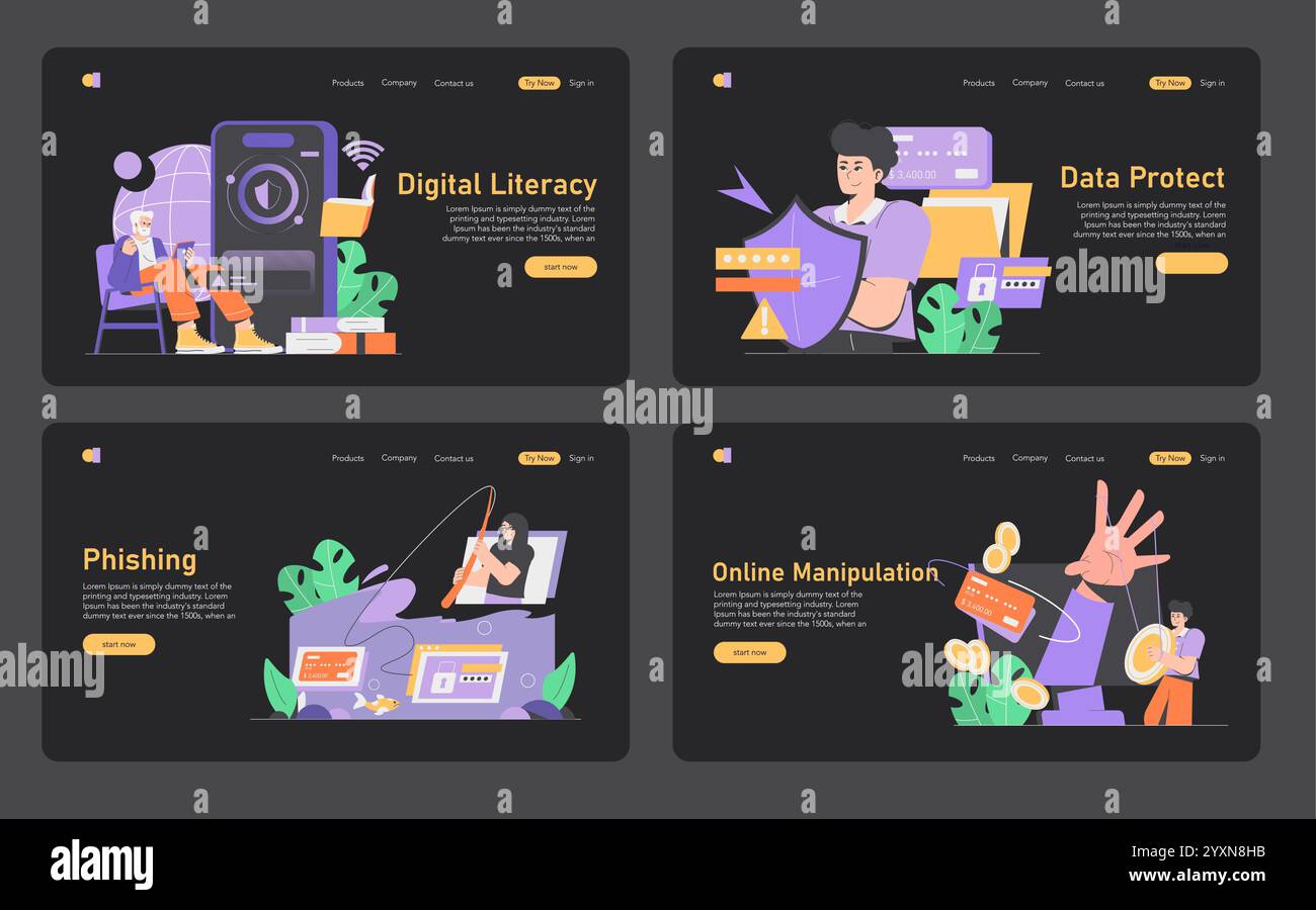 Internet Safety Day set. Educational initiative with focus on digital ...