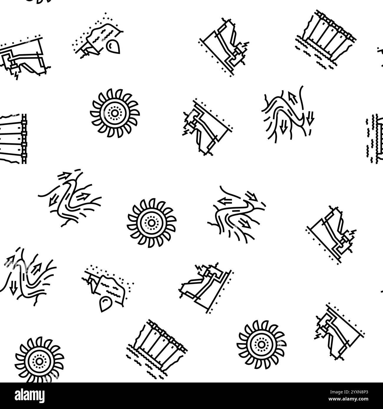 hydroelectric power plant energy seamless pattern vector Stock Vector ...