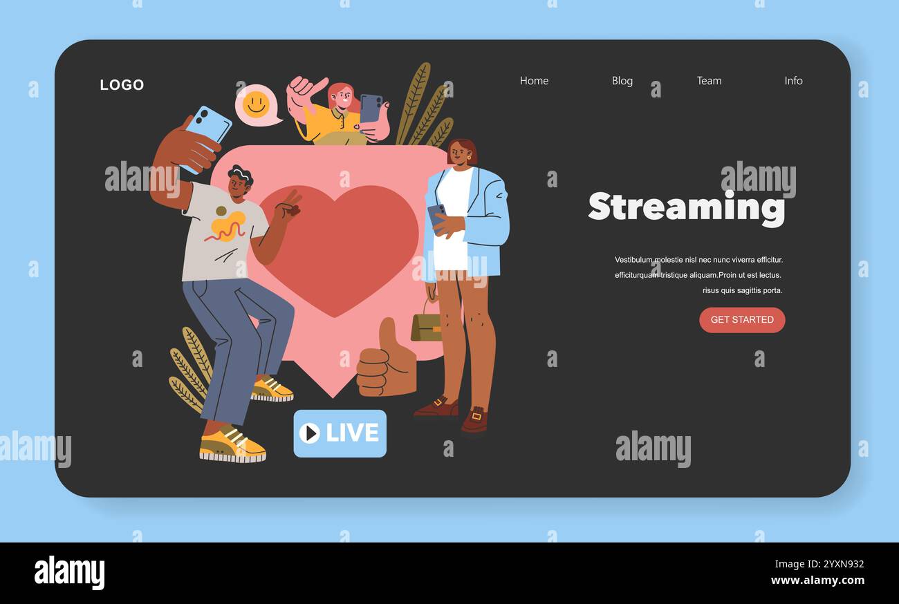 Millennial Hobbies concept. Young adults engaging in live streaming and ...