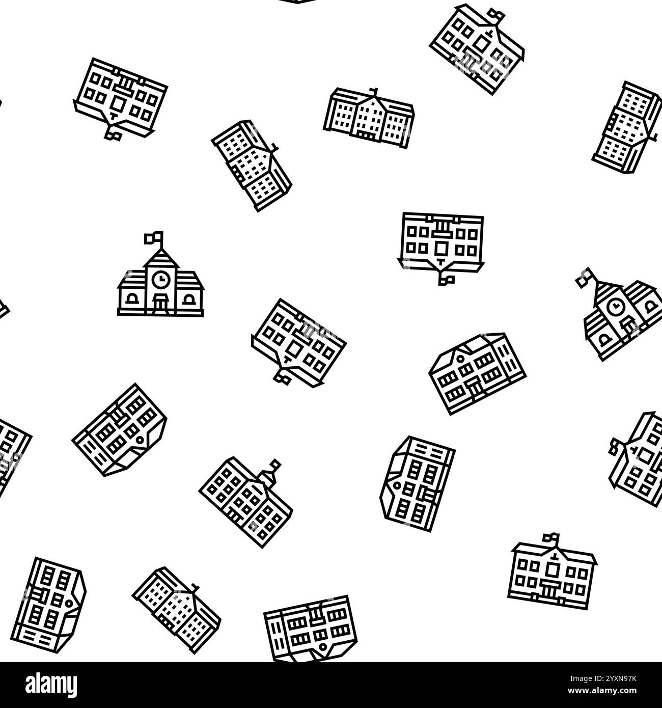building school exterior modern seamless pattern vector Stock Vector ...