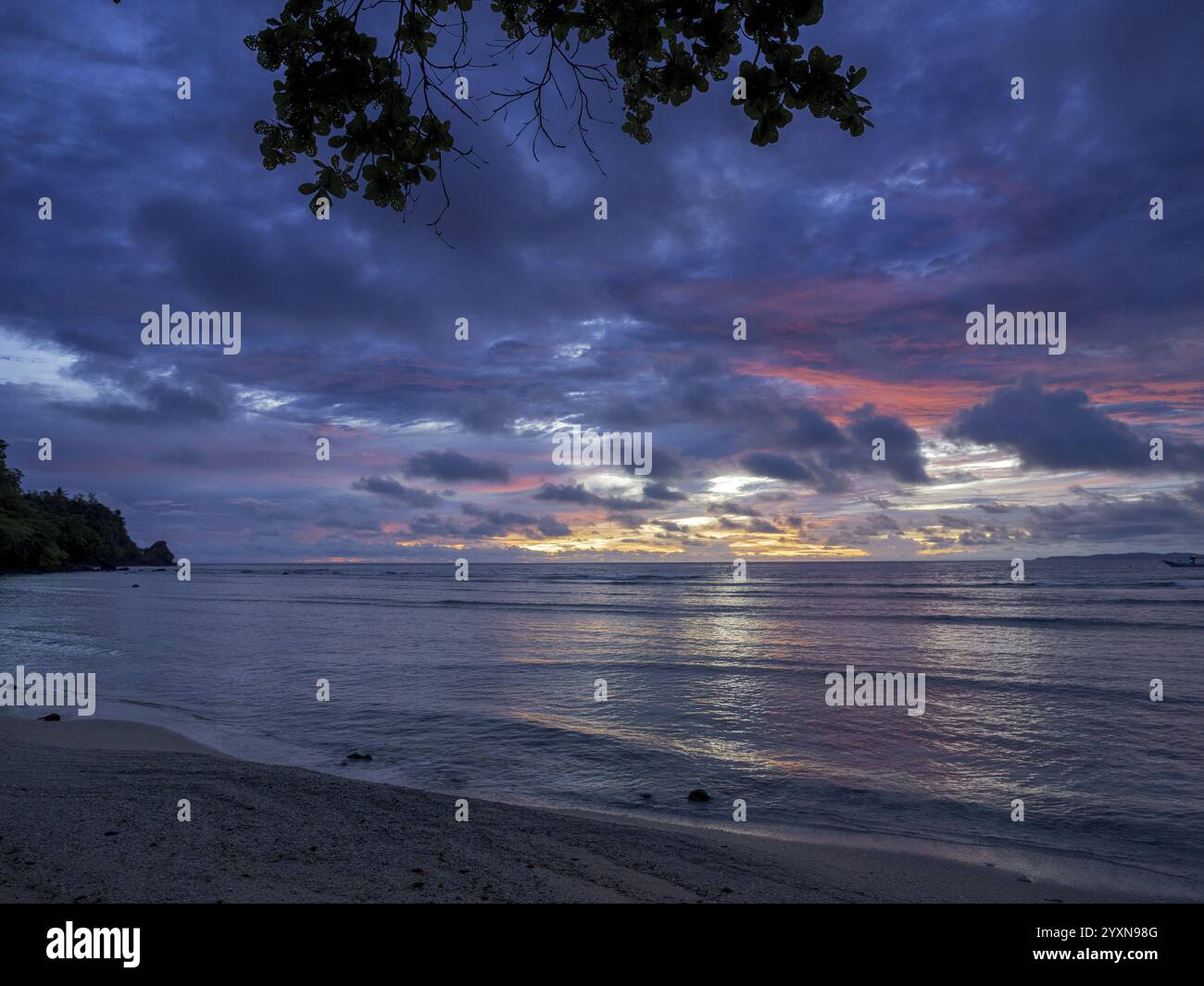 Dawn over the sea, Pulisan beach, North Sulawesi, Indonesia, Asia Stock ...