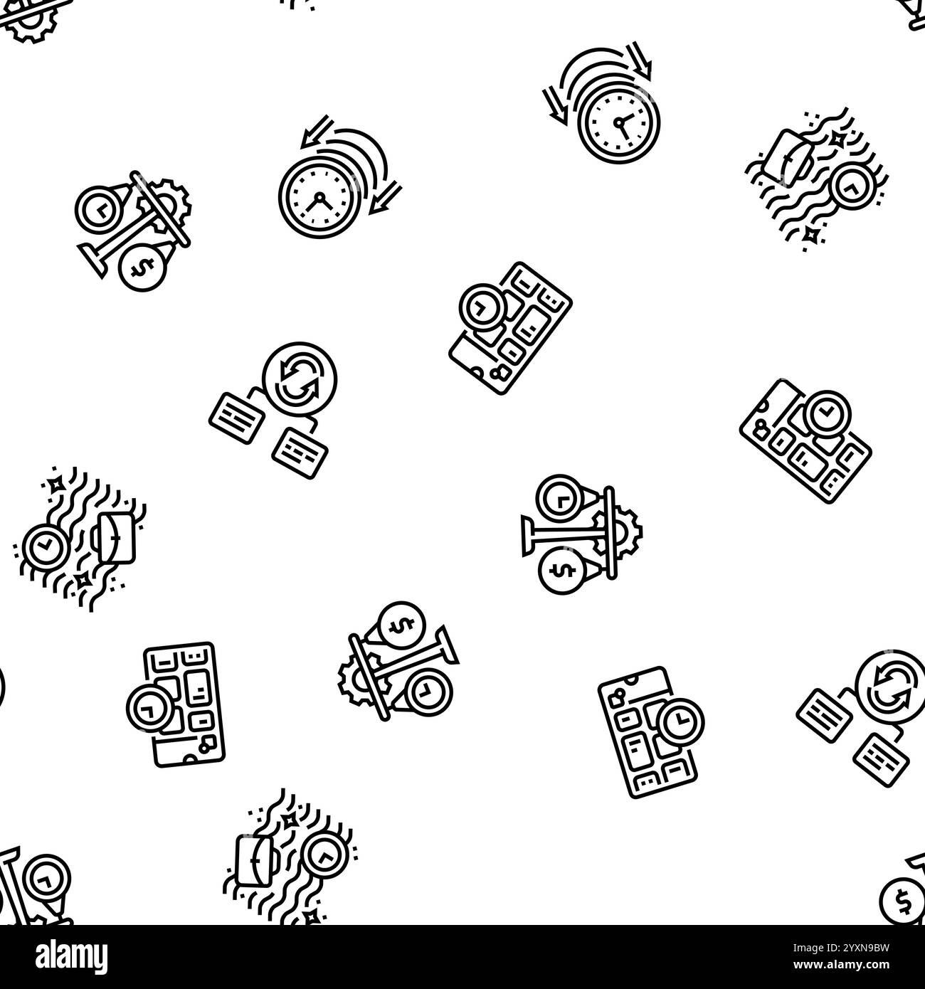 time management clock work seamless pattern vector Stock Vector Image ...