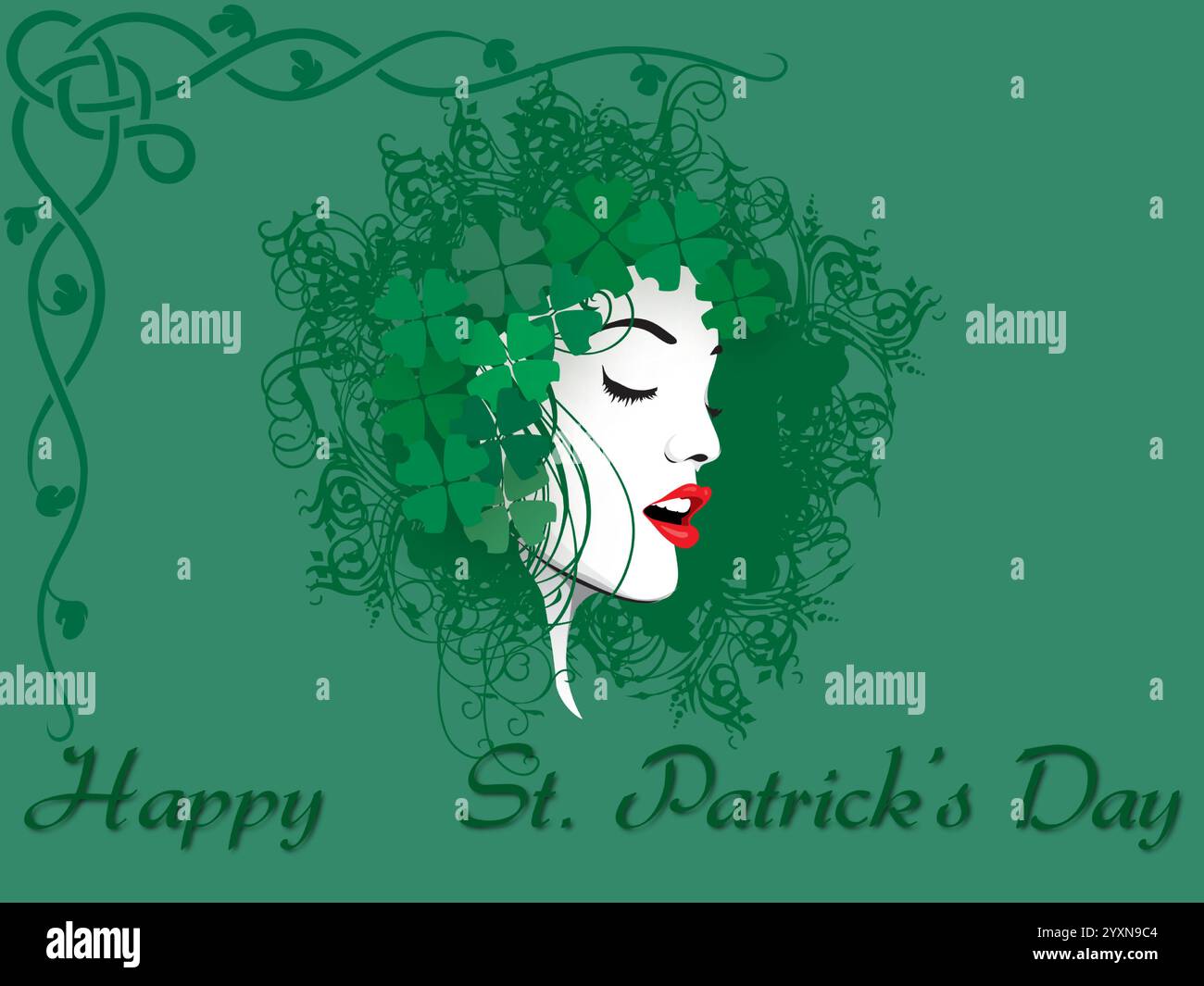 Green clovers on white Stock Vector Images - Alamy