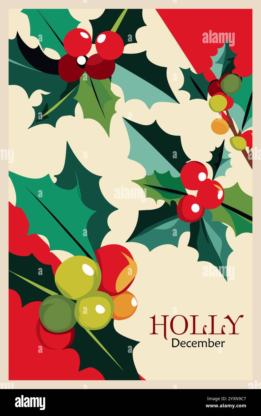 Retro styled poster, card with Holly vector art Stock Vector Image ...