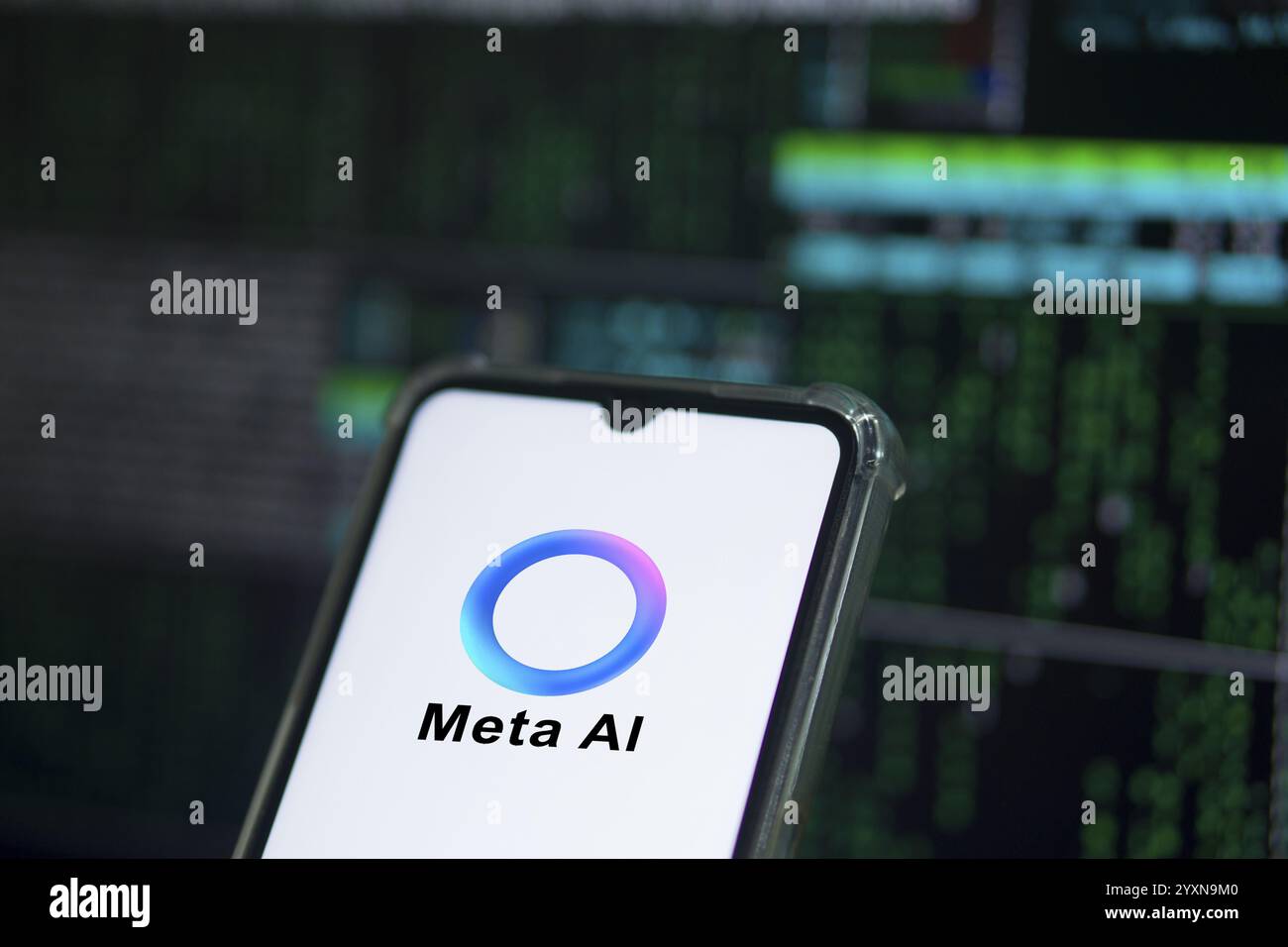 Meta AI logo on smartphone for Facebook Artificial Intelligence Stock ...