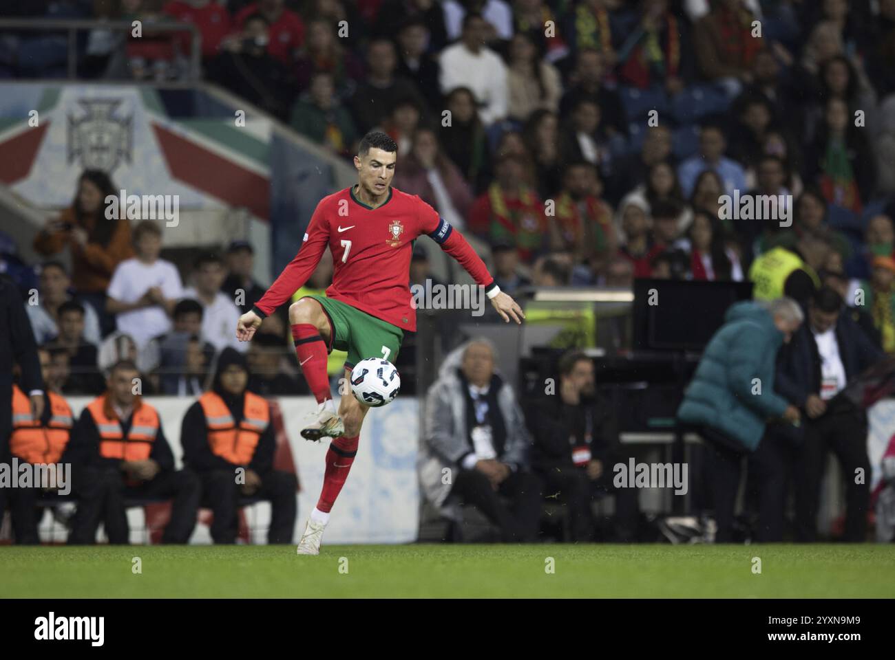 Football match, captain Cristiano RONALDO CR7 Portugal takes the ball ...