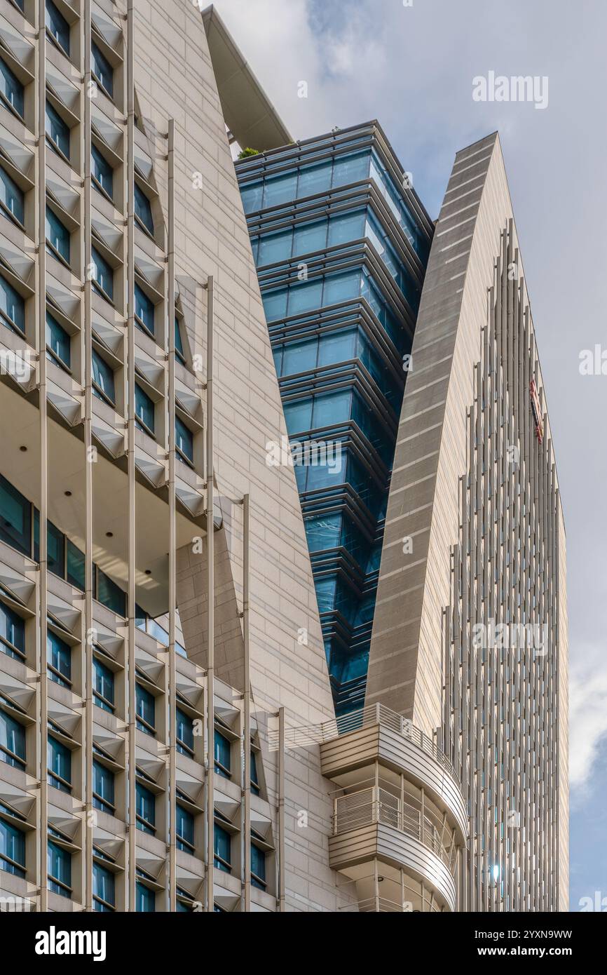 A modern office building in South Korea with a distinctive split in the ...