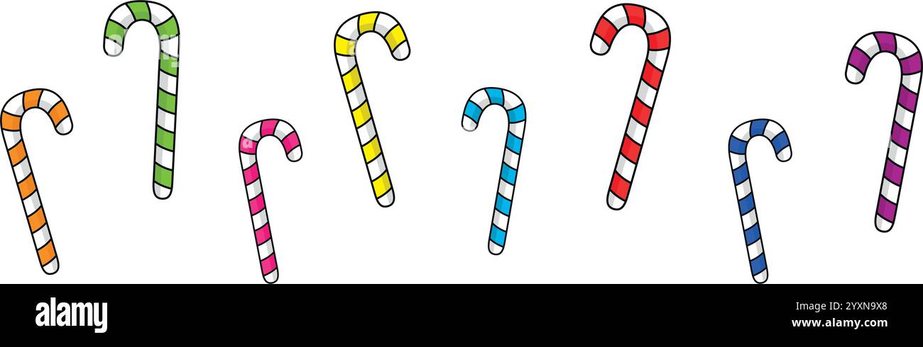 set of colorful candy cane isolated vector illustration Stock Vector ...