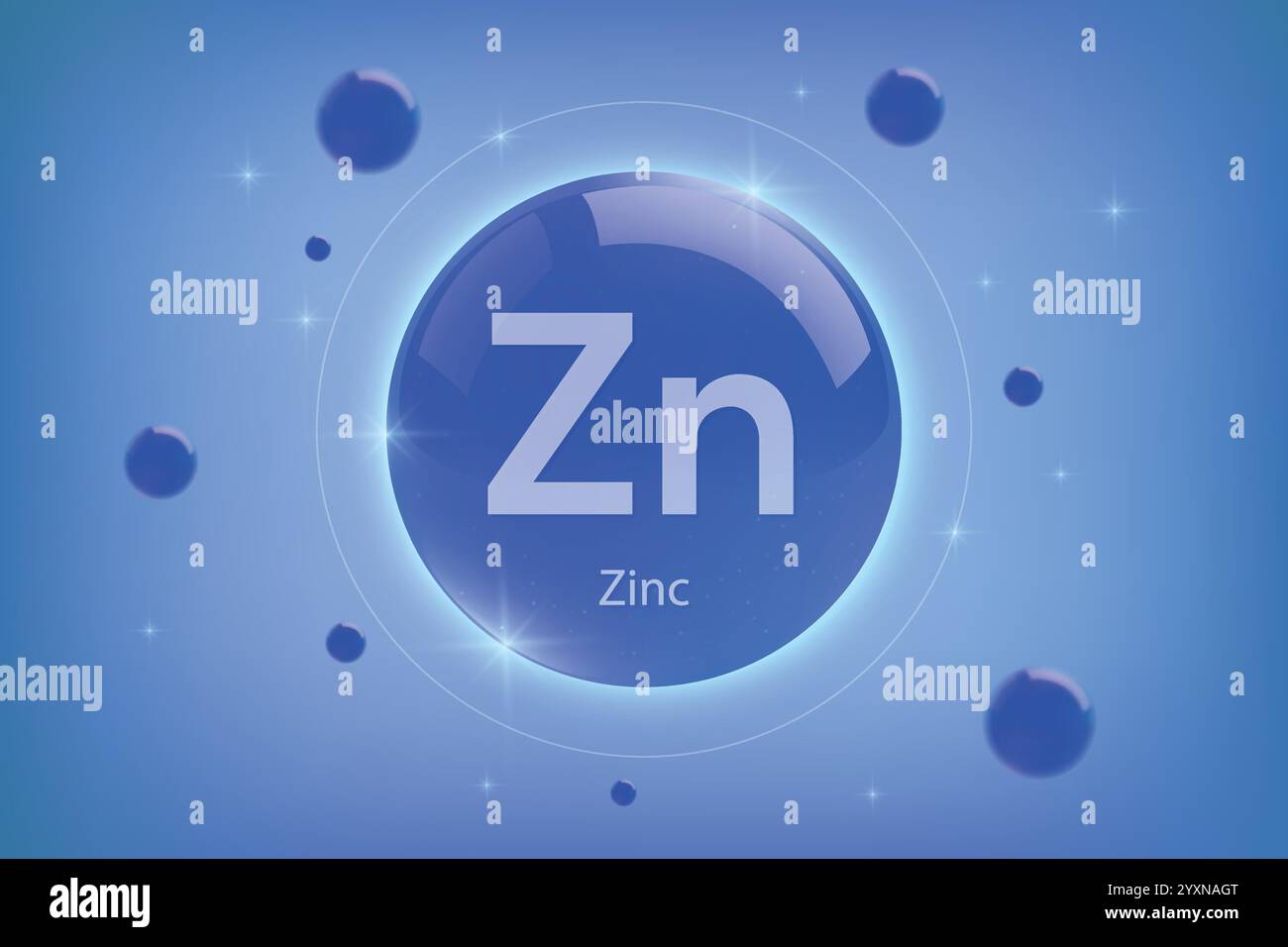 Zinc blue icon. Essential mineral capsule with glowing effects for bone ...