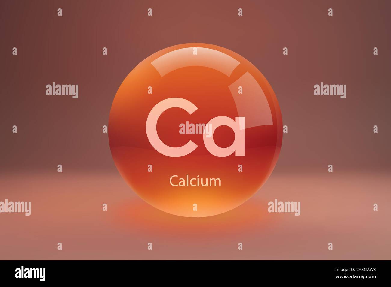 Glossy sphere with "Ca" Calcium symbol on a gradient background Stock ...