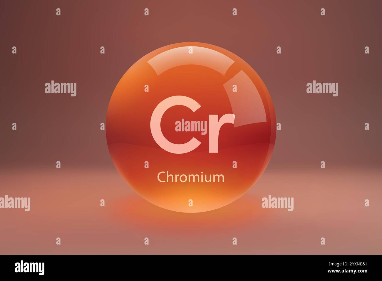 Glossy sphere with "Cr" Chromium symbol on a gradient background Stock ...