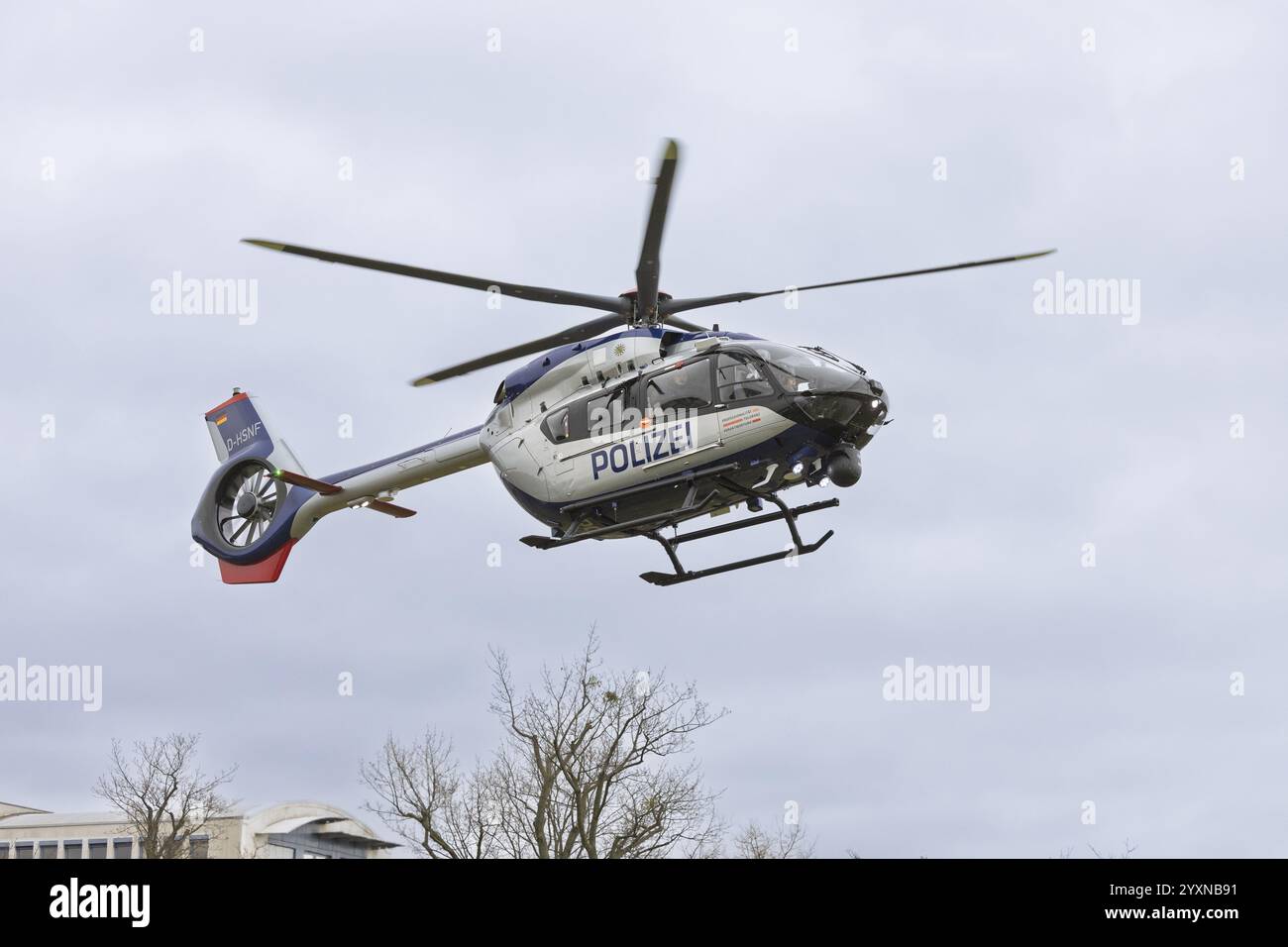 Landing approach of the new H145 police helicopter from Airbus ...