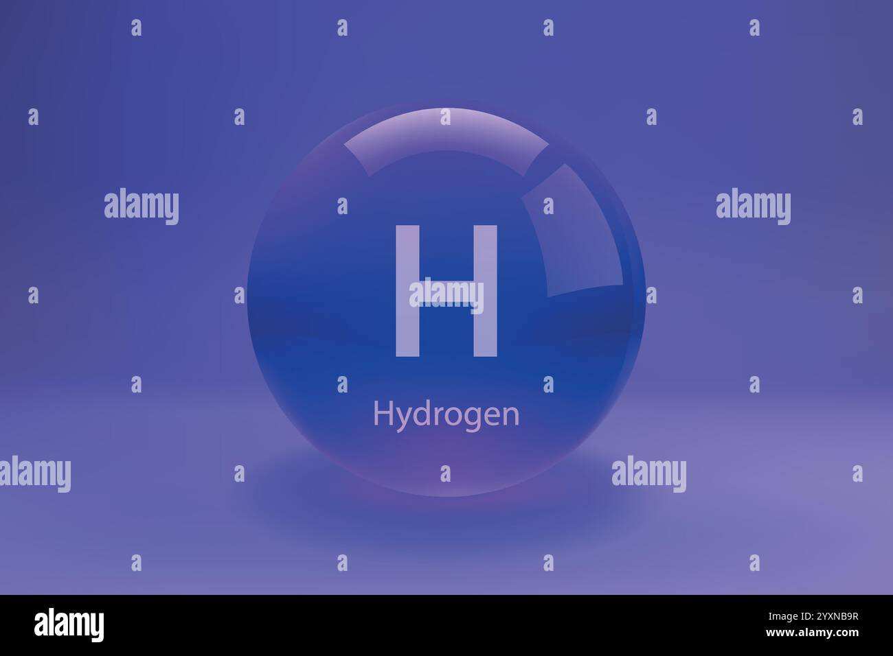 Glossy sphere with "H" Hydrogen symbol on a gradient background Stock ...