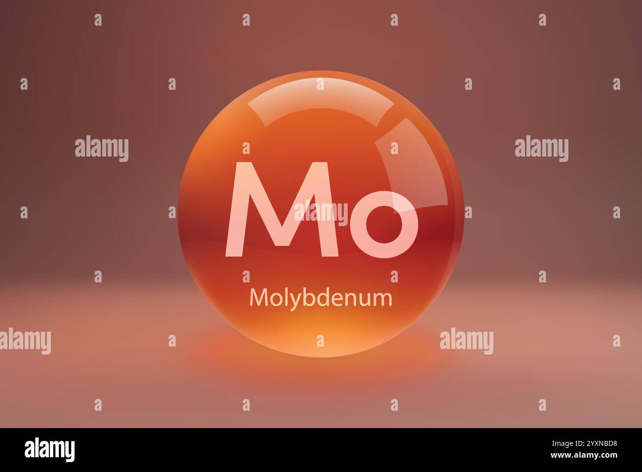 Glossy sphere with "Mo" Molybdenum symbol on a gradient background ...