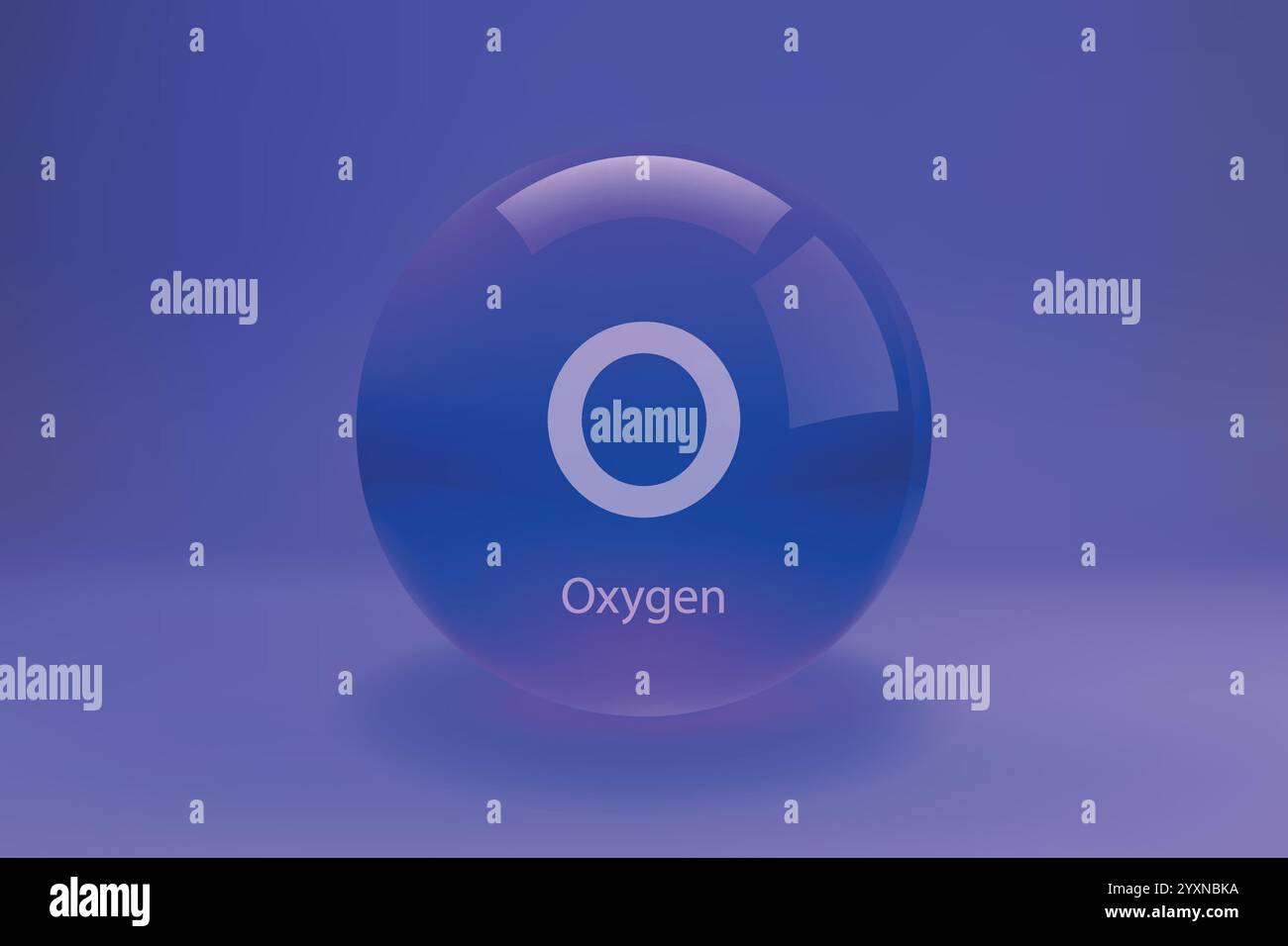 Glossy sphere with "O" Oxygen symbol on a gradient background Stock ...