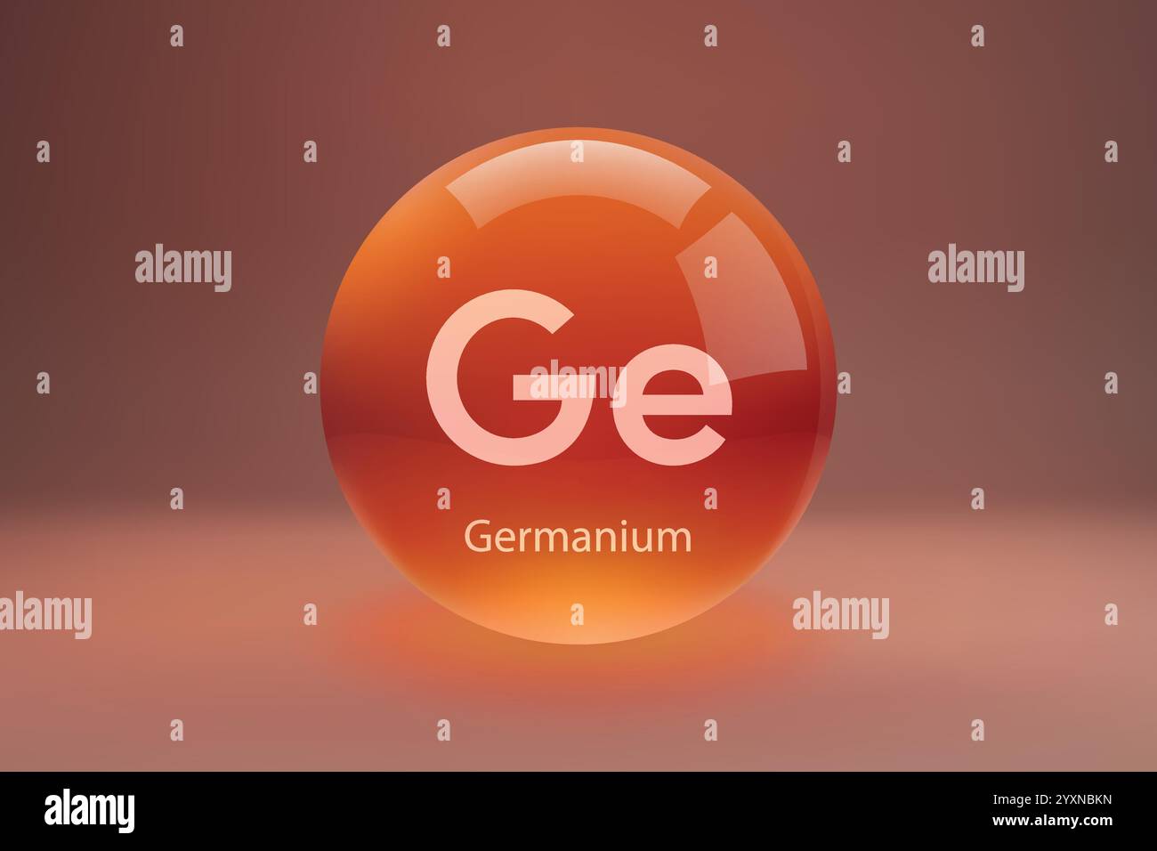 Glossy sphere with "Ge" Germanium symbol on a gradient background Stock ...