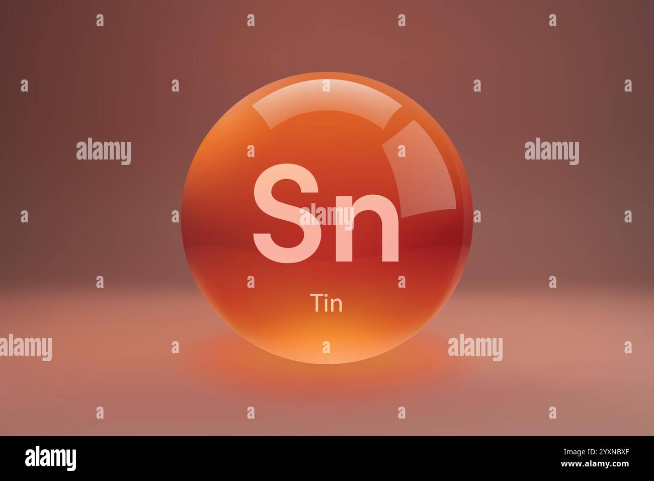 Glossy sphere with "Sn" Tin symbol on a gradient background Stock ...