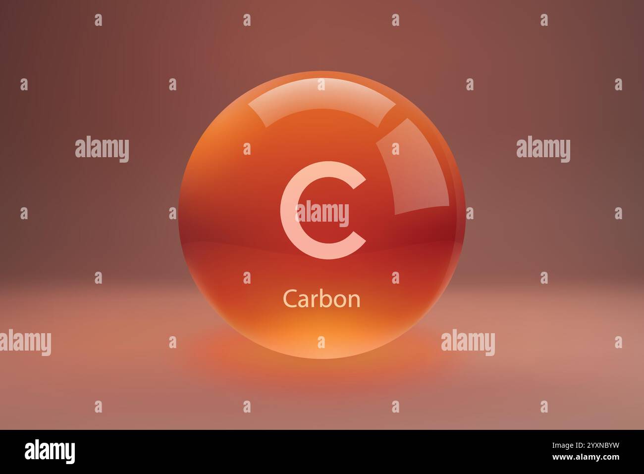 Glossy sphere with "C" Carbon symbol on a gradient background Stock ...