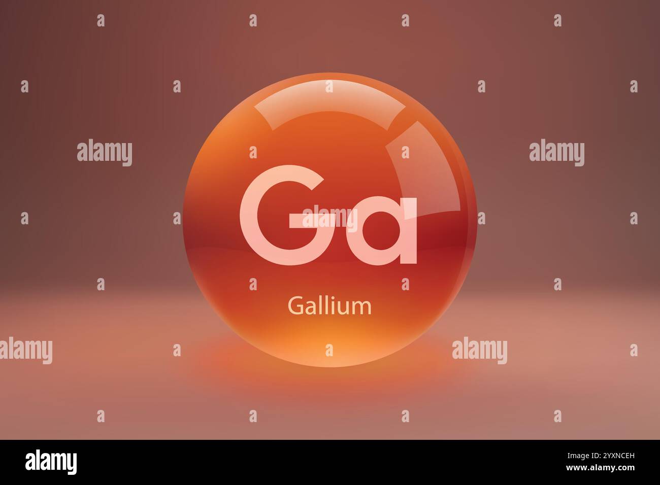 Glossy sphere with "Ga" Gallium symbol on a gradient background Stock ...
