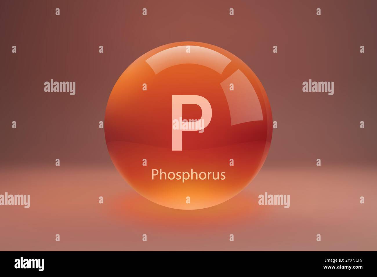 Glossy sphere with "P" Phosphorus symbol on a gradient background Stock ...