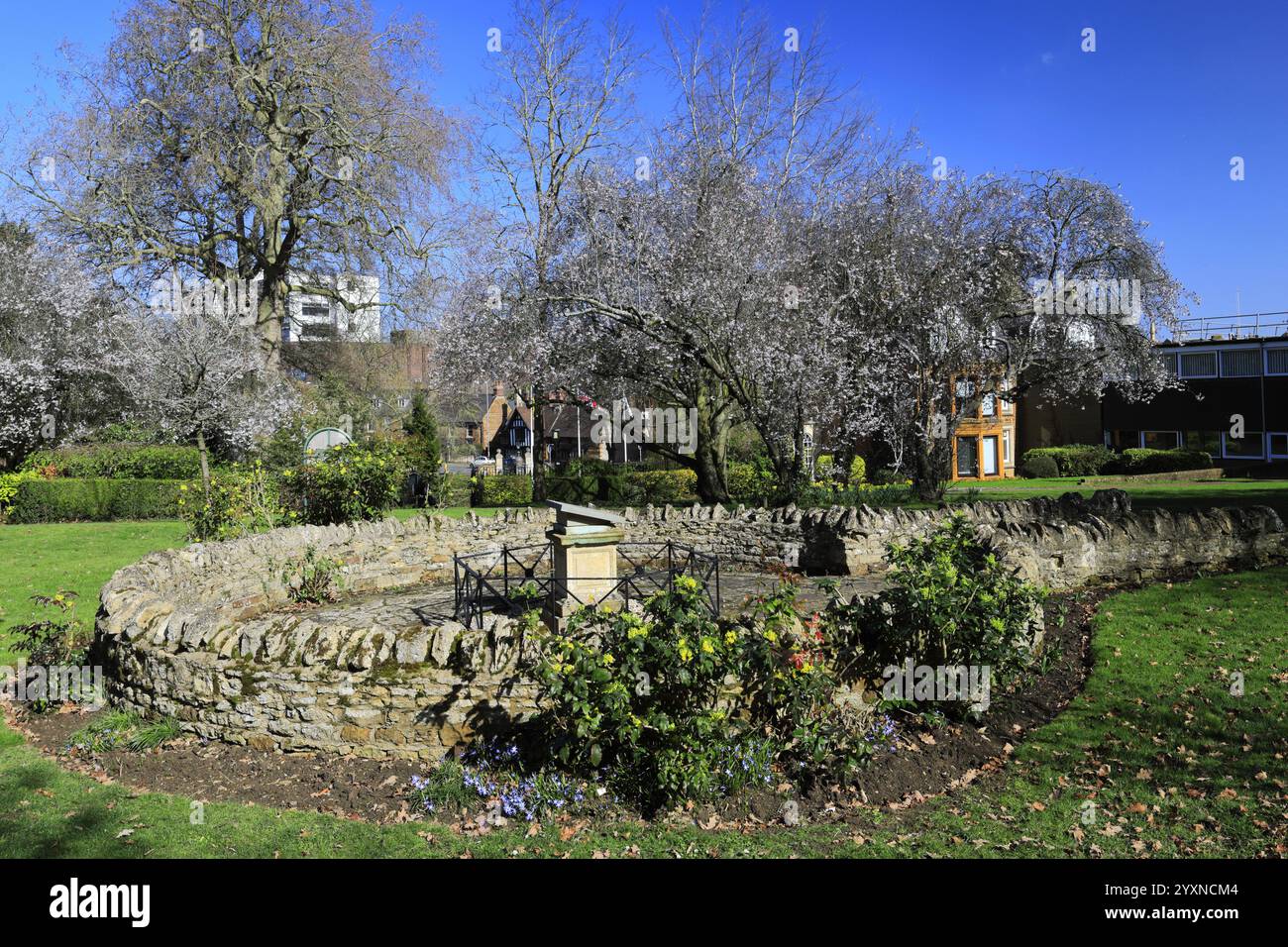 Spring view in Swanspool Gardens, Wellingborough town, Northamptonshire ...