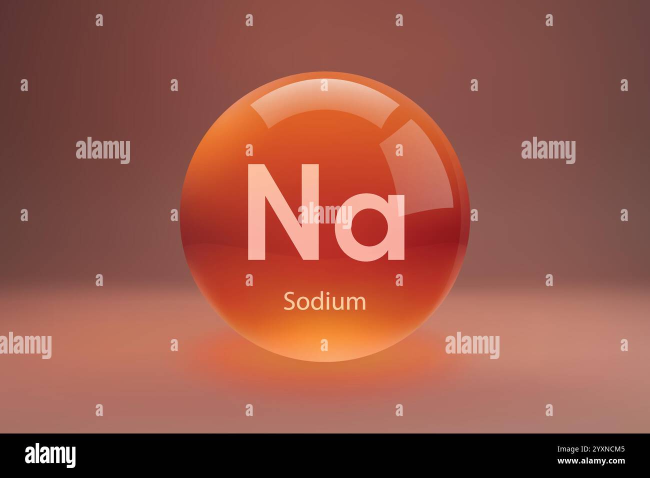 Glossy sphere with "Na" Sodium symbol on a gradient background Stock ...