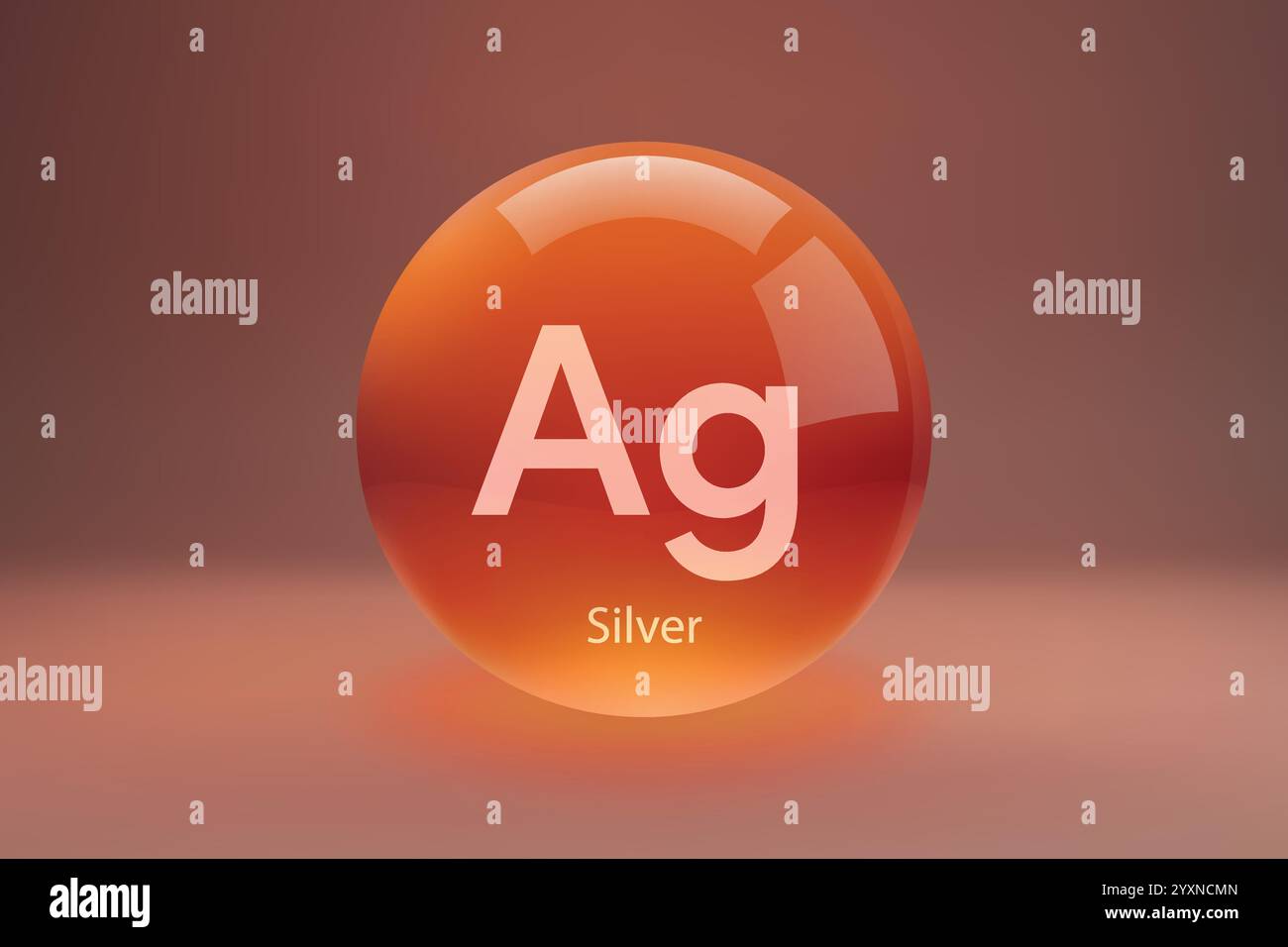 Glossy sphere with "Ag" Silver symbol on a gradient background Stock ...