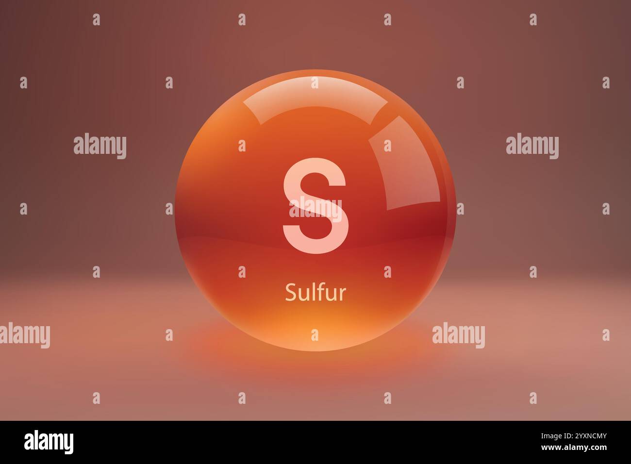 Glossy sphere with "S" Sulfur symbol on a gradient background Stock ...