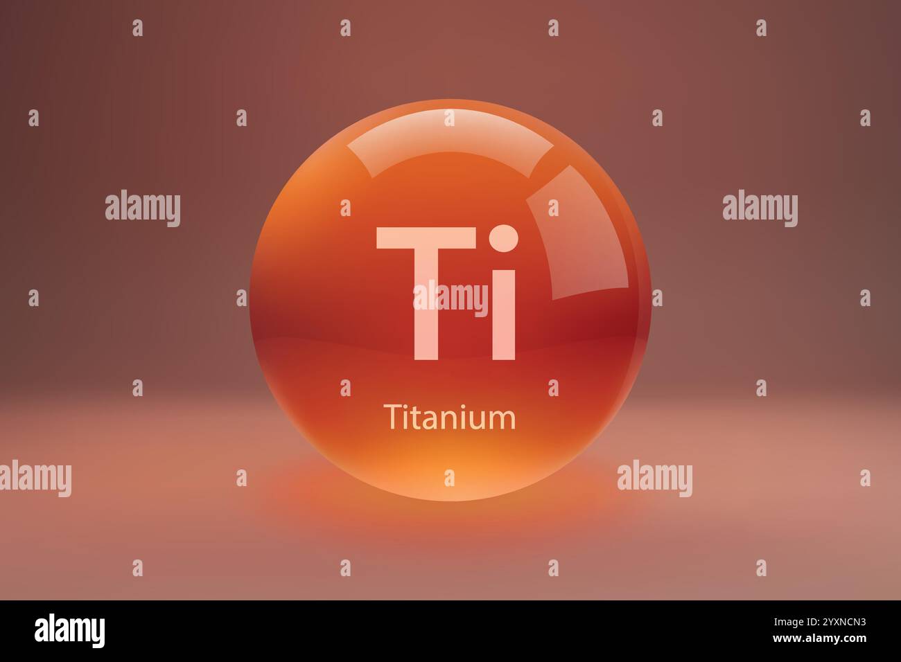 Glossy sphere with "Ti" Titanium symbol on a gradient background Stock ...