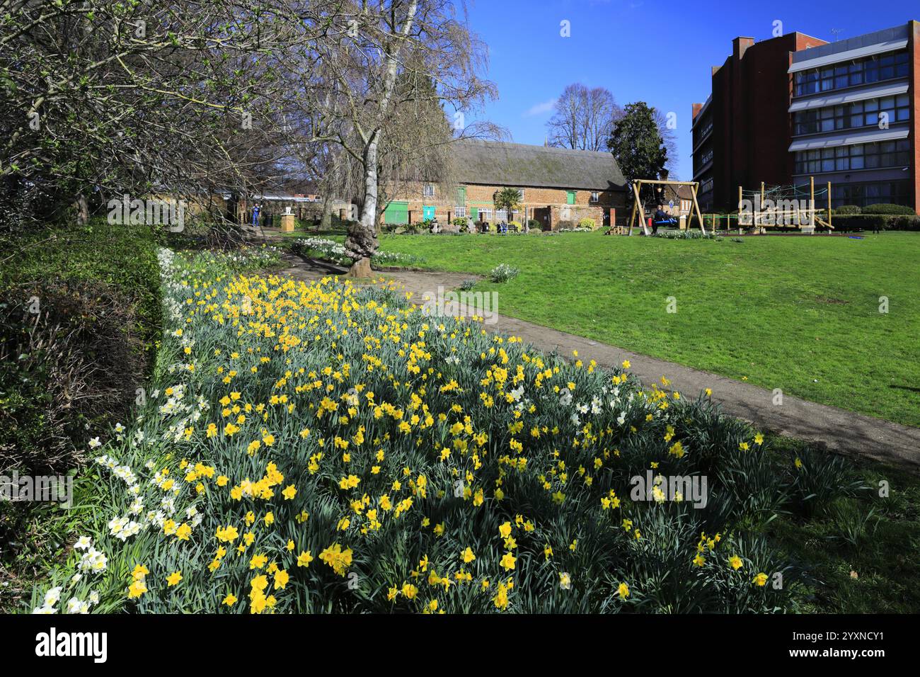 Spring view over Croyland Park, Wellingborough town, Northamptonshire ...